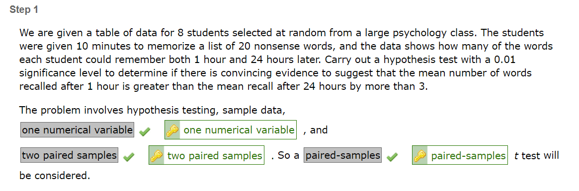 Solved In a study of memory recall, eight students from a | Chegg.com