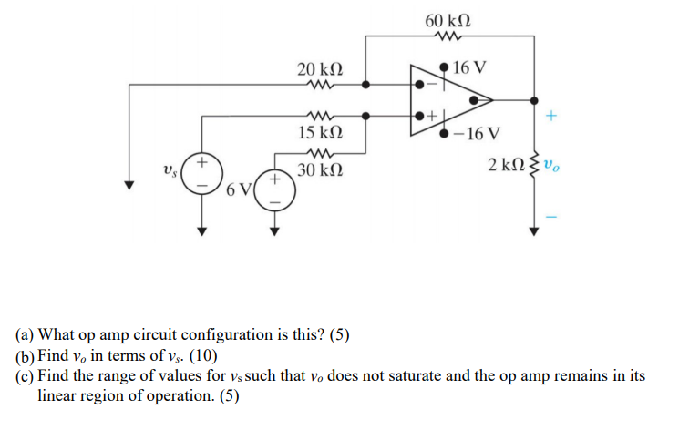 Solved (a) What op amp circuit configuration is this? (5) | Chegg.com