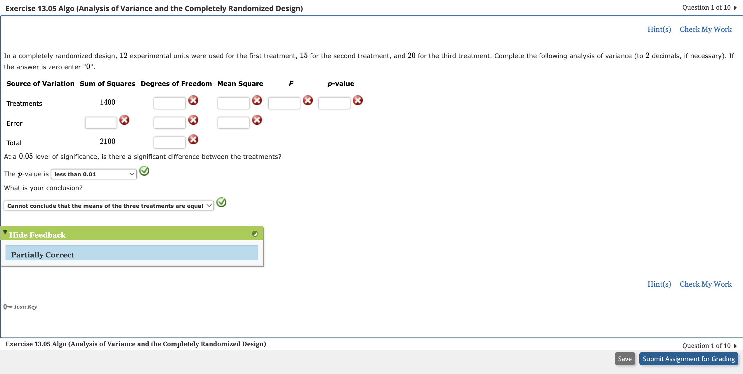 Solved Exercise 13.05 Algo (Analysis of Variance and the | Chegg.com