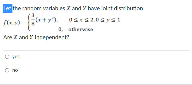 Solved Let the random variables X and Y have joint | Chegg.com