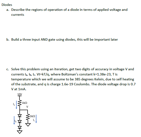 Solved Diodes a. Describe the regions of operation of a | Chegg.com