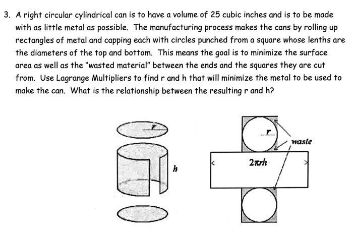 Solved 3. A right circular cylindrical can is to have a | Chegg.com
