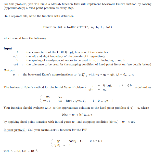 Solved For This Problem You Will Build A Matlab Function 4471