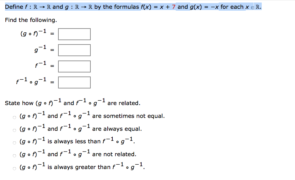 Solved Define f : R → Rand g: R → R by the formulas f(x) = x | Chegg.com
