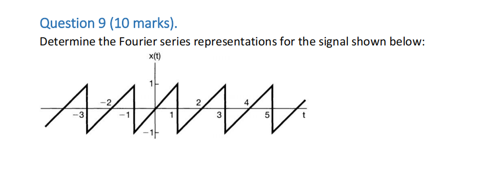 Solved Question 9 (10 marks). Determine the Fourier series | Chegg.com