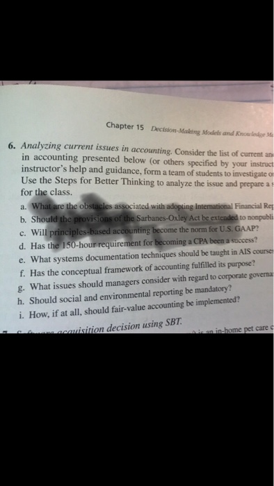 Solved Analyzing current issues in accounting. Consider the | Chegg.com