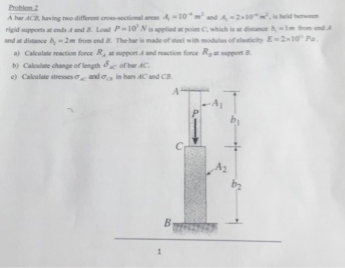 Solved A bar ACB, having two different cross-sectional areas | Chegg.com