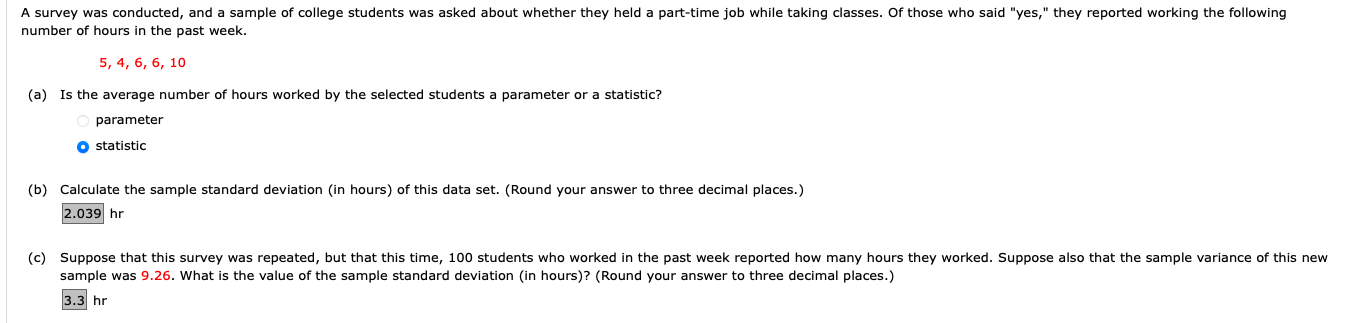 Solved A survey was conducted, and a sample of college | Chegg.com