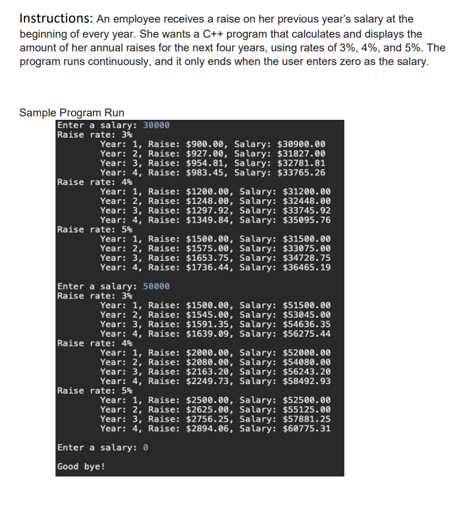 Solved Instructions: An employee receives a raise on her | Chegg.com