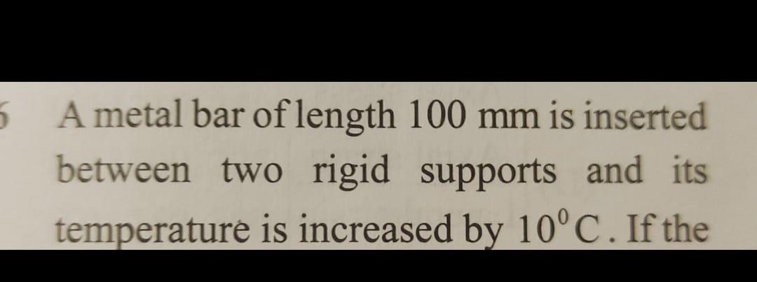 Solved 5 A metal bar of length 100 mm is inserted between | Chegg.com
