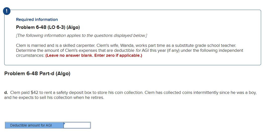 Solved ! Required information Problem 6-48 (LO 6-3) (Algo) | Chegg.com