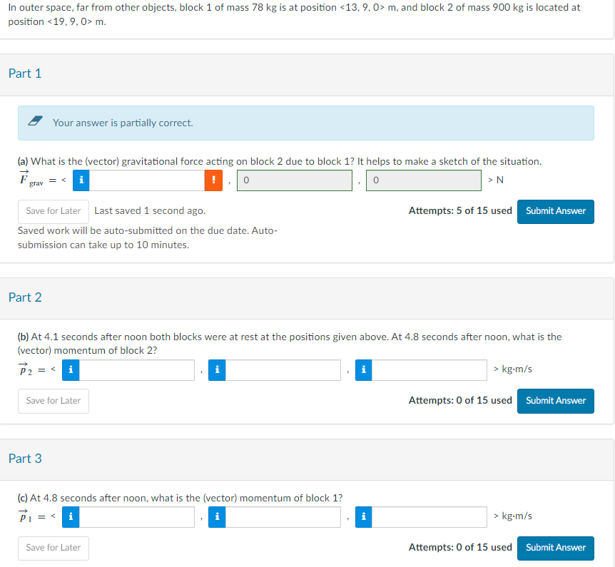 Solved In outer space, far from other objects, block 1 of | Chegg.com