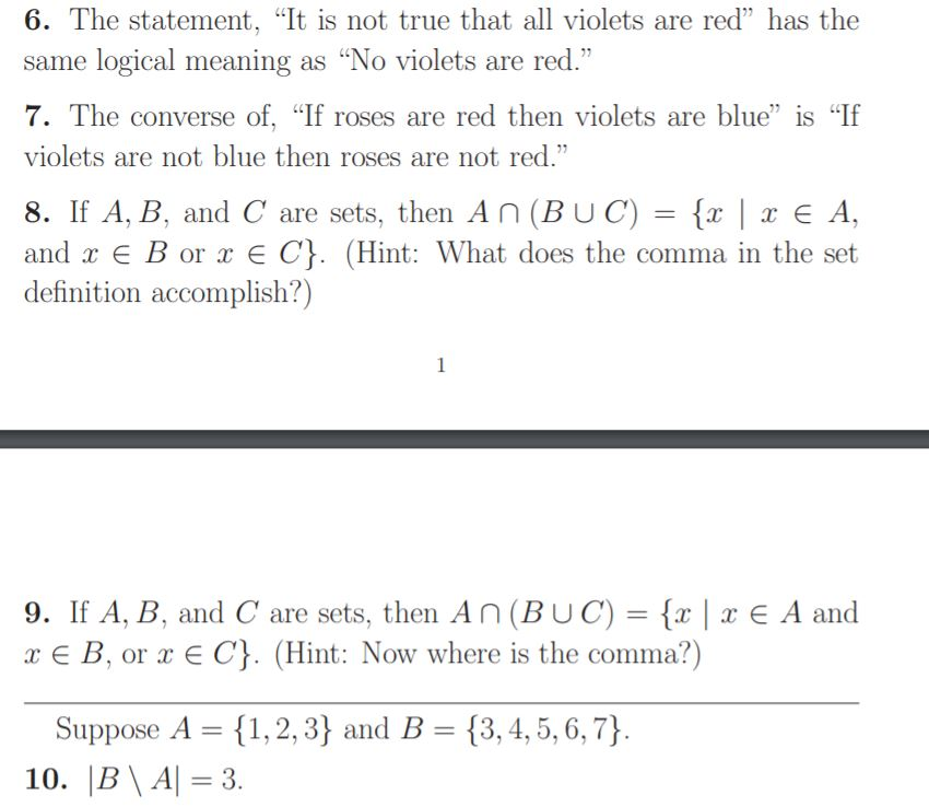 Solved 6. The statement, “It is not true that all violets | Chegg.com