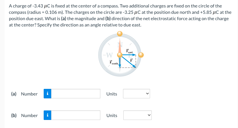 Solved A charge of -3.43 μC is fixed at the center of a | Chegg.com