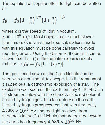 Solved The equation of Doppler effect for light can be | Chegg.com