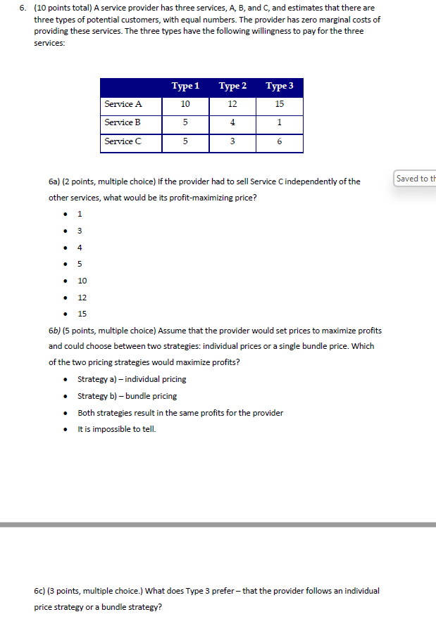 Solved 6. (10 points total) A service provider has three | Chegg.com Solved 6. (10 points total) A service provider has three | Chegg.com