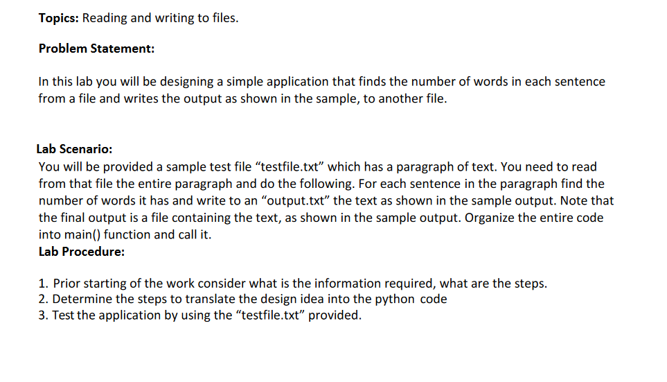Solved Topics: Reading and writing to files. Problem | Chegg.com