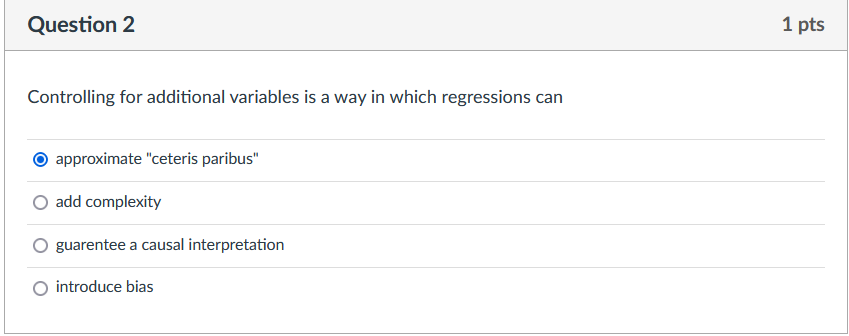 Solved Controlling for additional variables is a way in | Chegg.com