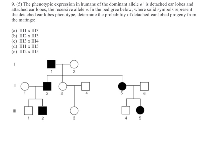 Solved 9. (5) The phenotypic expression in humans of the | Chegg.com