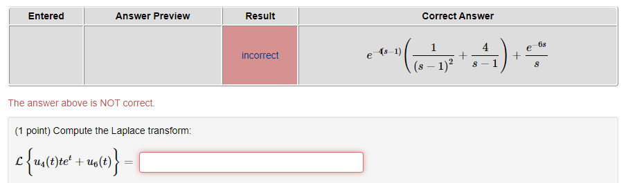 Solved Compute The Laplace Transform L{u4 T Tet U6 T }