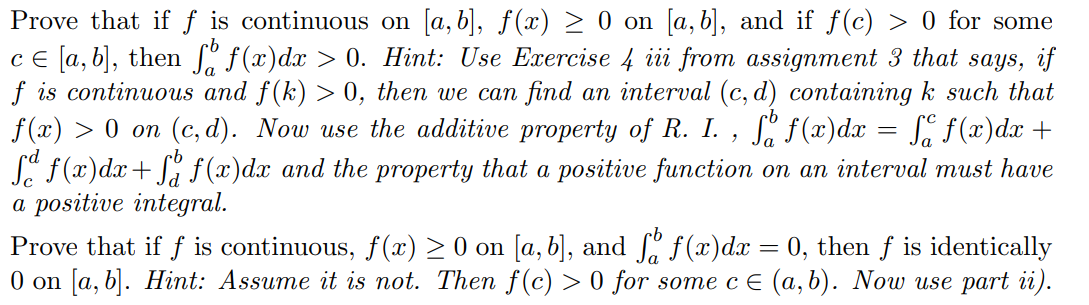 Solved Prove that if f ﻿is continuous on [a,b],f(x)≥0 ﻿on | Chegg.com