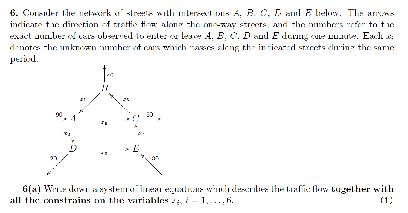 Solved 6. Consider the network of streets with intersections | Chegg.com