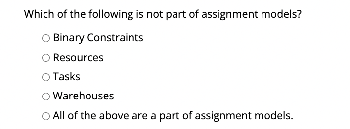 Solved Which of the following is not part of assignment | Chegg.com