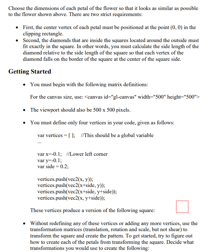 Solved In this problem, you will use WebGL and matrix | Chegg.com