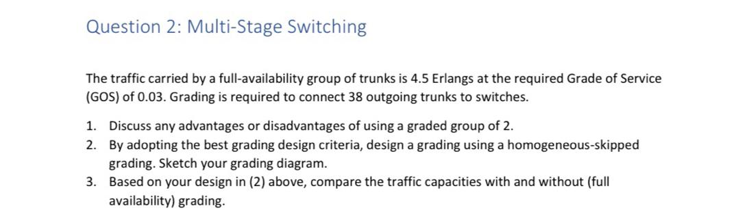 Question 2: Multi-Stage Switching The traffic carried | Chegg.com