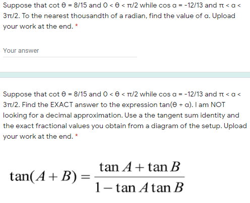 Solved Suppose that cote = 8/15 and 0