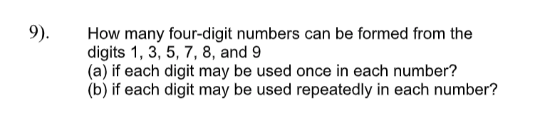Solved 9). How many four-digit numbers can be formed from | Chegg.com