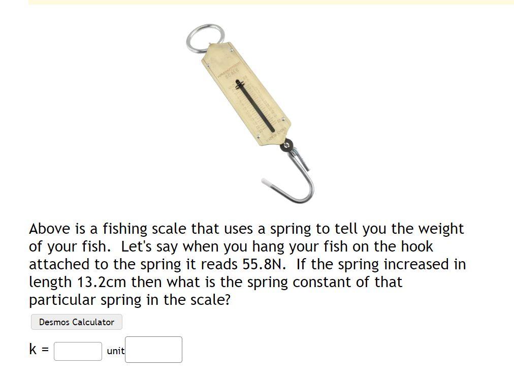 Solved Above is a fishing scale that uses a spring to tell | Chegg.com