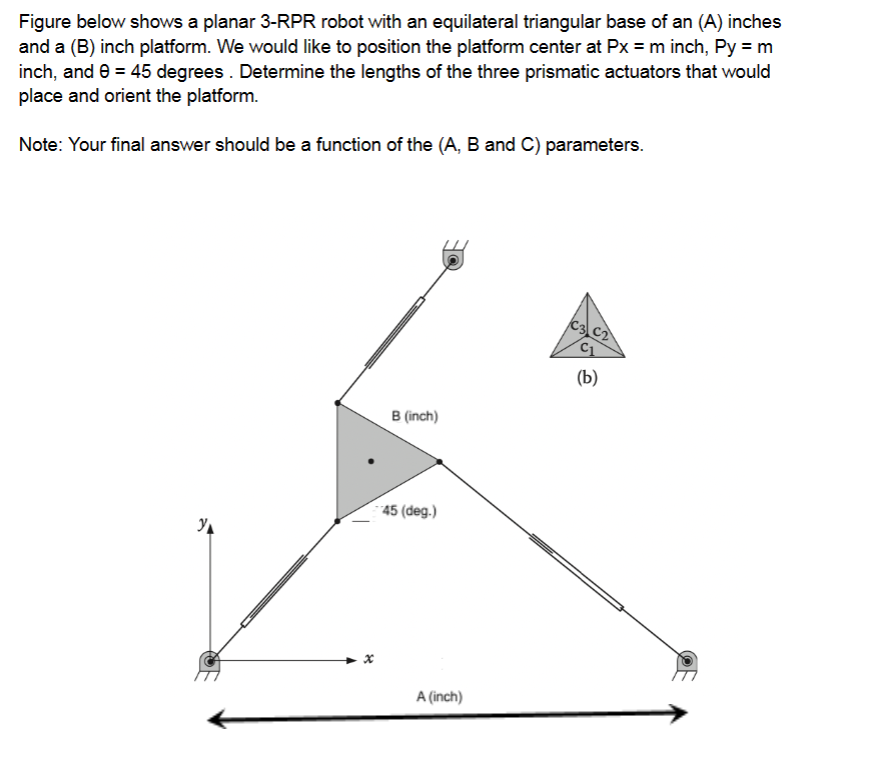 Solved Figure below shows a planar 3-RPR robot with an | Chegg.com