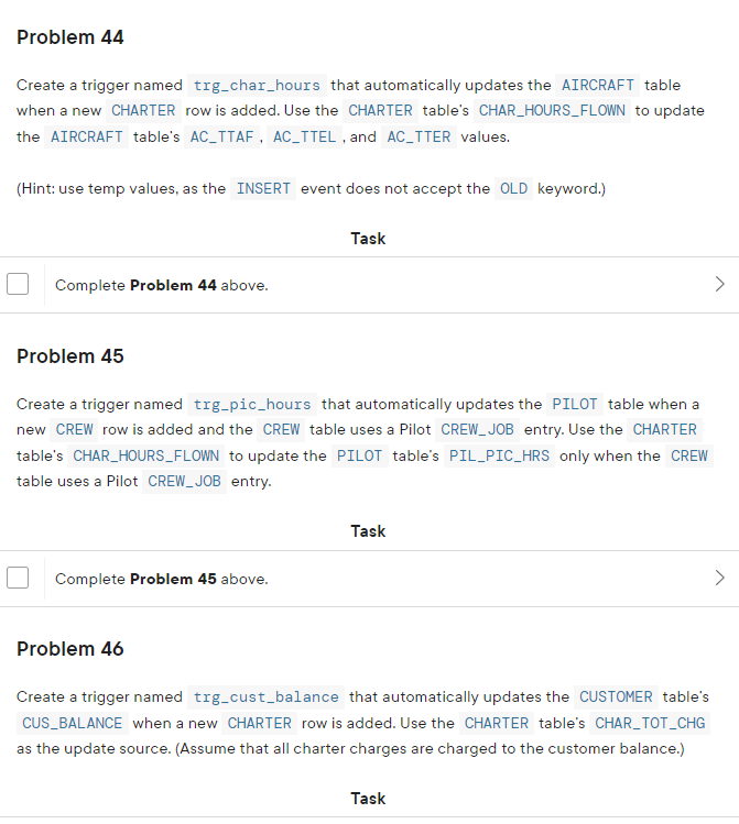 Solved The PILOT tableCreate a trigger named that | Chegg.com