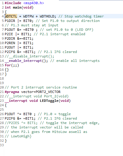 Solved \#include 〈msp430.h〉 2 int main(void) 3\{ WWDTCTL = | Chegg.com