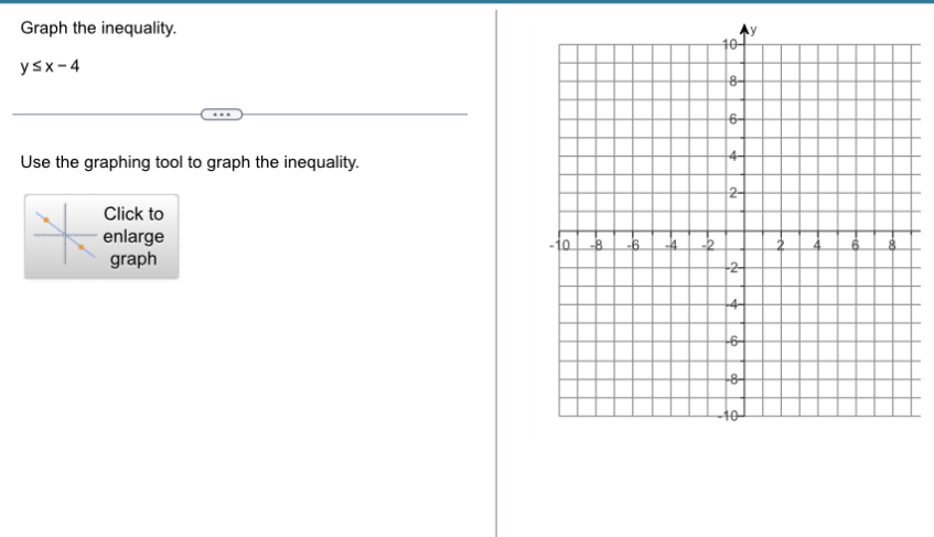 Solved Graph the inequality. y≤x−4 Use the graphing tool to | Chegg.com