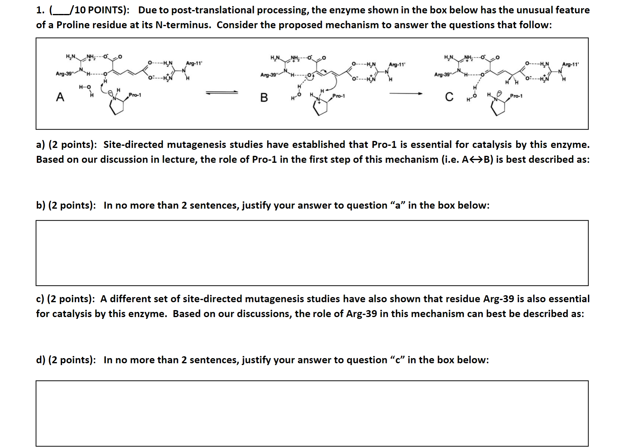 Solved 1. (_/10 POINTS): Due to post-translational | Chegg.com