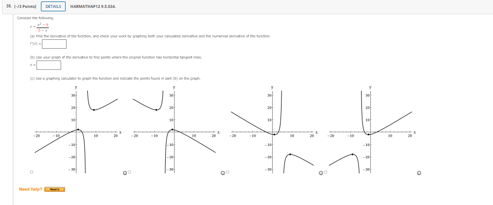 Solved y−5−xx2−9 (a) Find the derivathe of the function, and | Chegg.com
