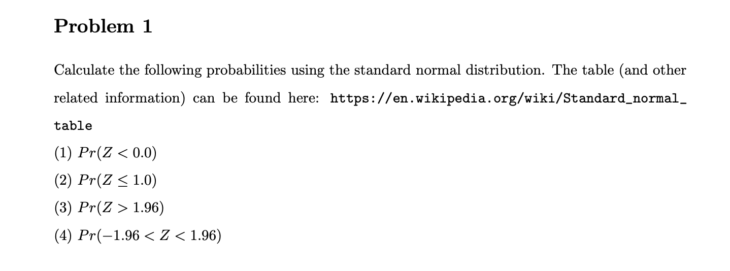 Solved Calculate the following probabilities using the | Chegg.com