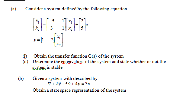 Solved (a) Consider a system defined by the following | Chegg.com