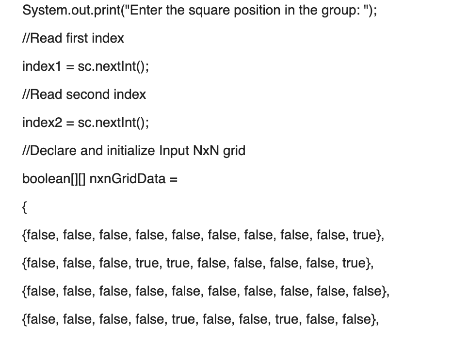 Solved Written in Java Consider an NX N grid in which some | Chegg.com