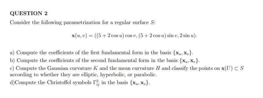 Consider the following parametrization for a regular | Chegg.com