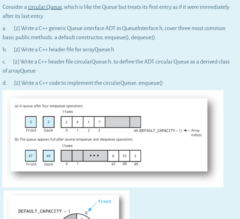 Solved Consider a circular Queue, which is like the Queue | Chegg.com