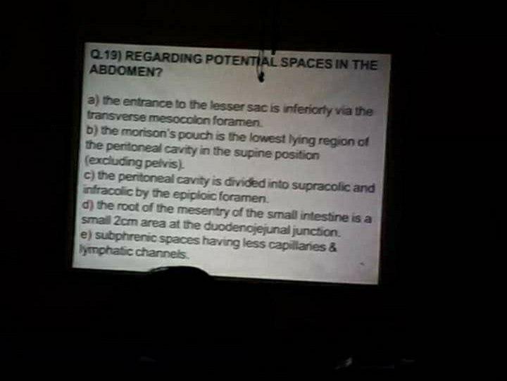 Solved Q.19) REGARDING POTENTIAL SPACES IN THE ABDOMEN? a) | Chegg.com