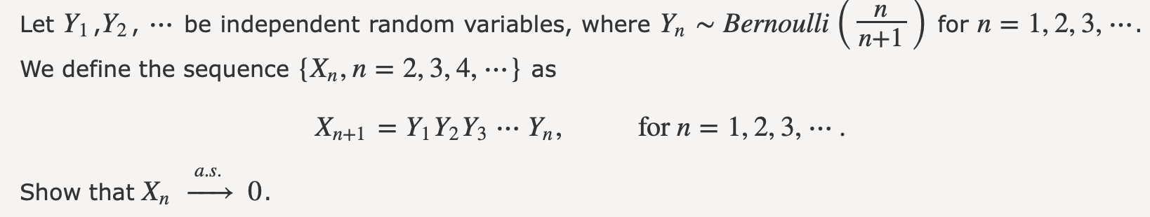 Let Y1,Y2,⋯ be independent random variables, where | Chegg.com