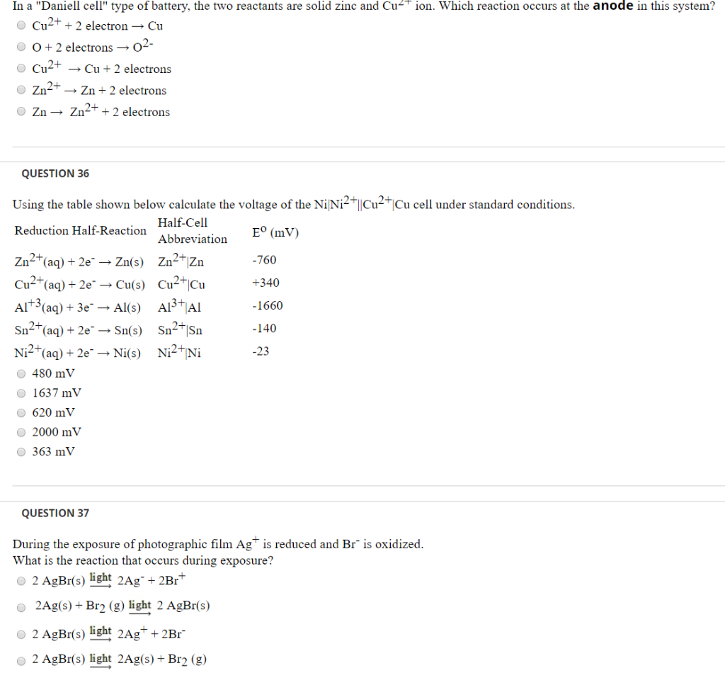 Solved In a "Daniell cell" type of battery, the two | Chegg.com