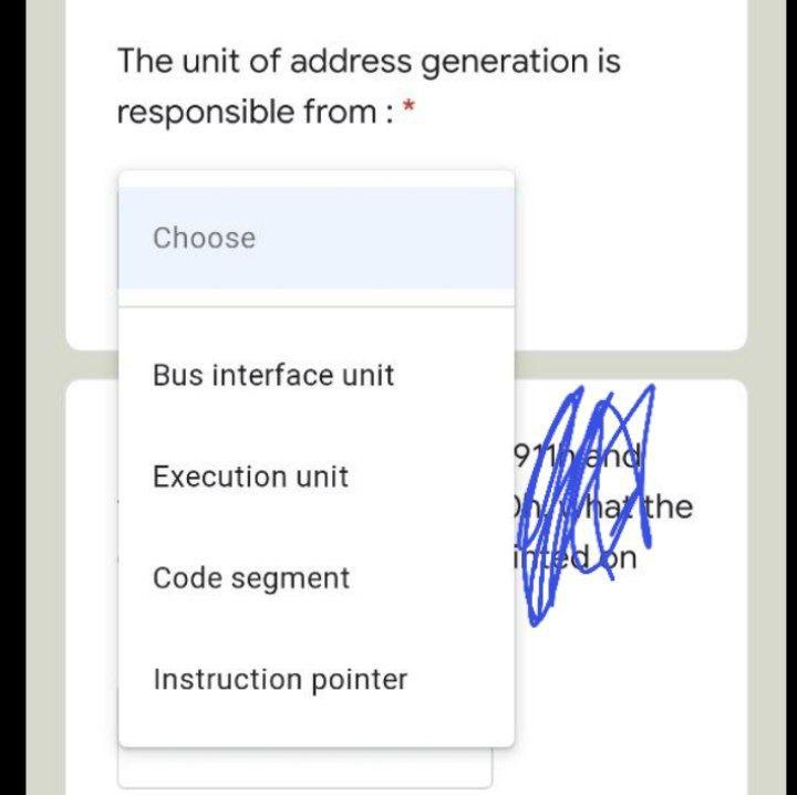 Solved The unit of address generation is responsible from:* | Chegg.com