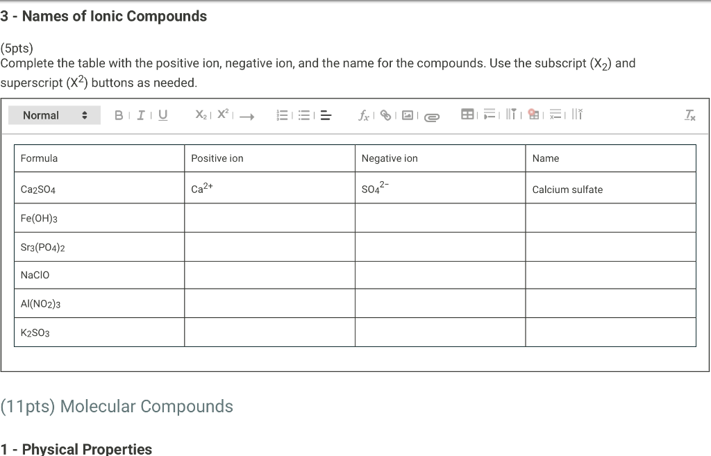 Solved Complete the table with the positive ion, negative | Chegg.com