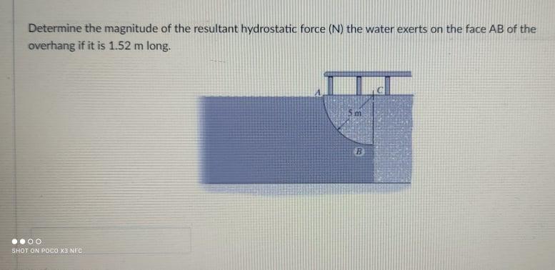 Solved Determine the magnitude of the resultant hydrostatic | Chegg.com