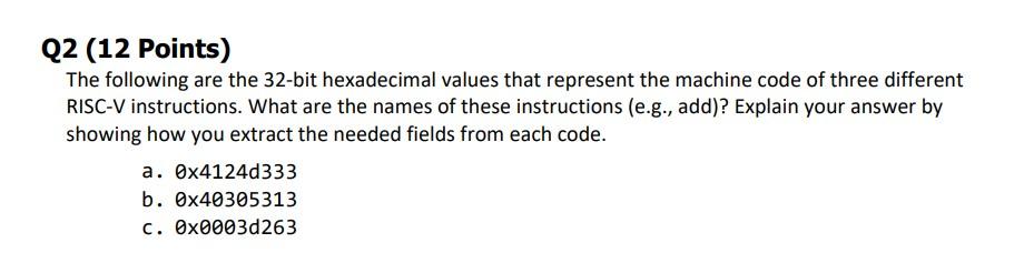Solved Q2 (12 Points) The following are the 32-bit | Chegg.com